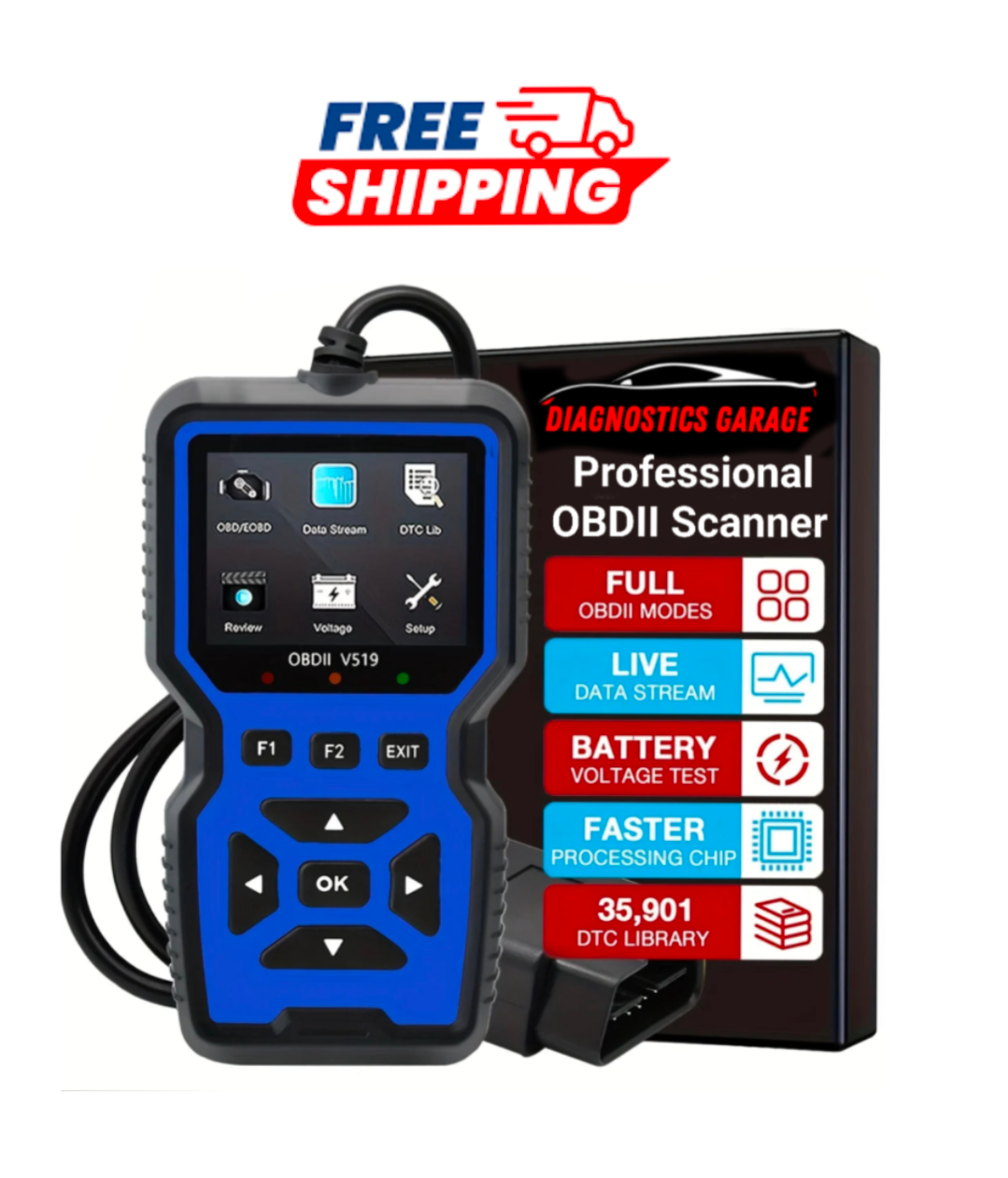 Free Shipping - Professional V519 OBD2 Scanner – Diagnostics Garage